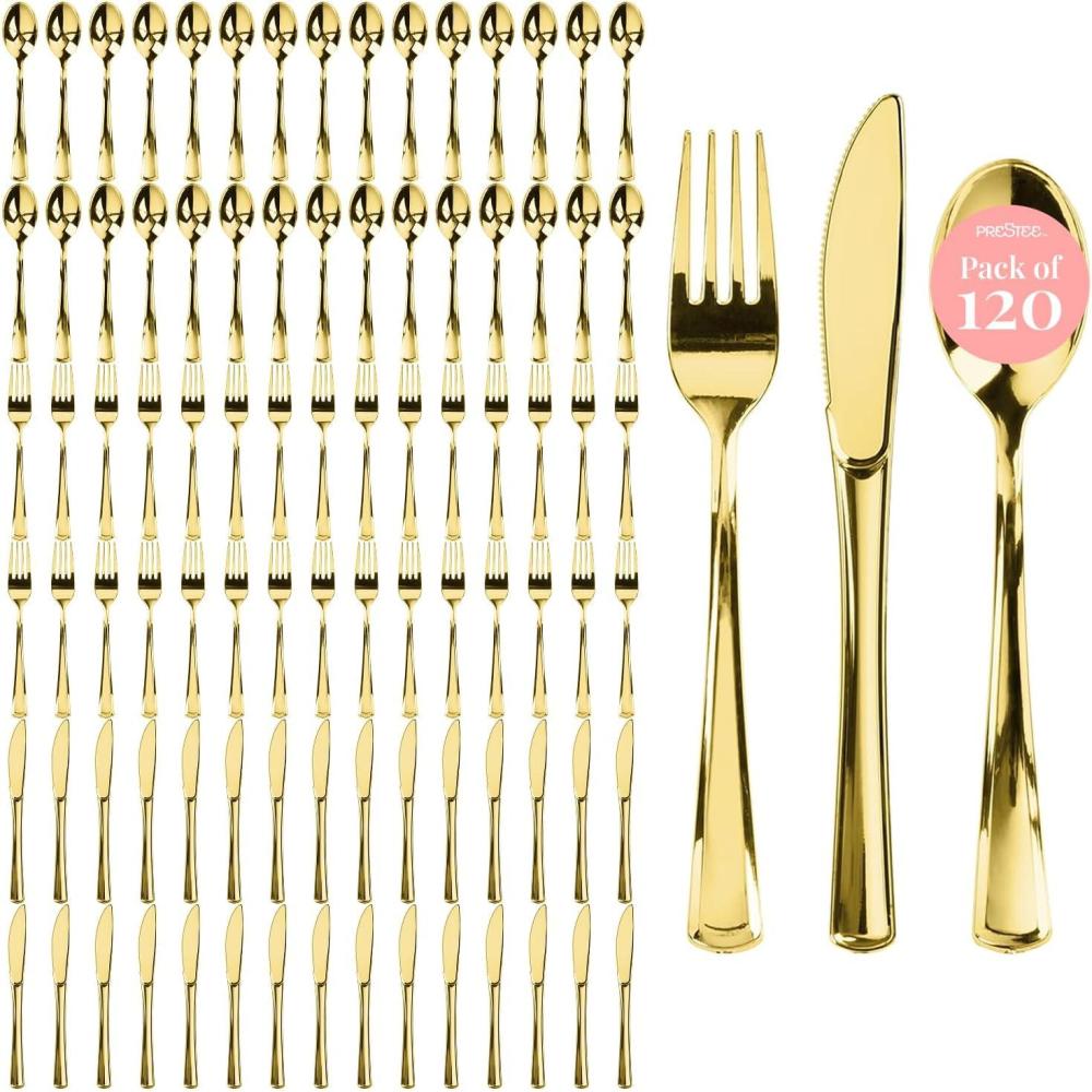 Prestee 300 Piece Heavy Duty Plastic Silverware Set – 100 of Each ...